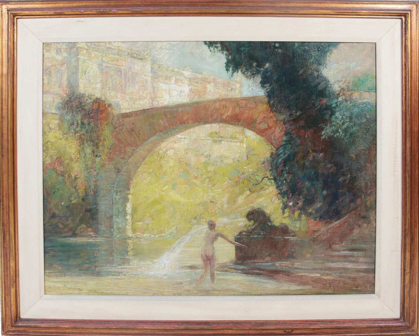 ANTOINE BARBIER, Paisagem com fonte e banhista - Galeria Alphaville