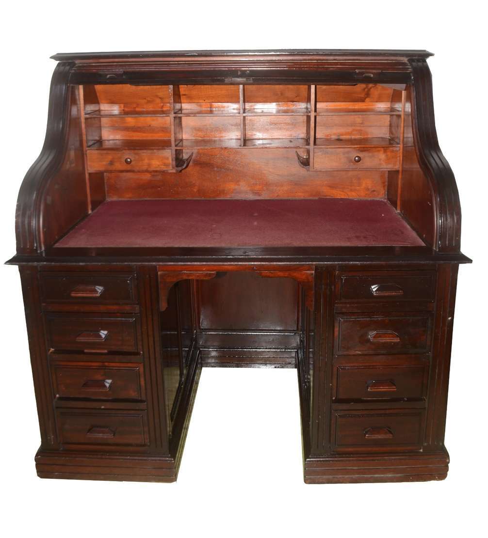 Grande escrivaninha de madeira nobre, tampo fei... - Galeria Alphaville