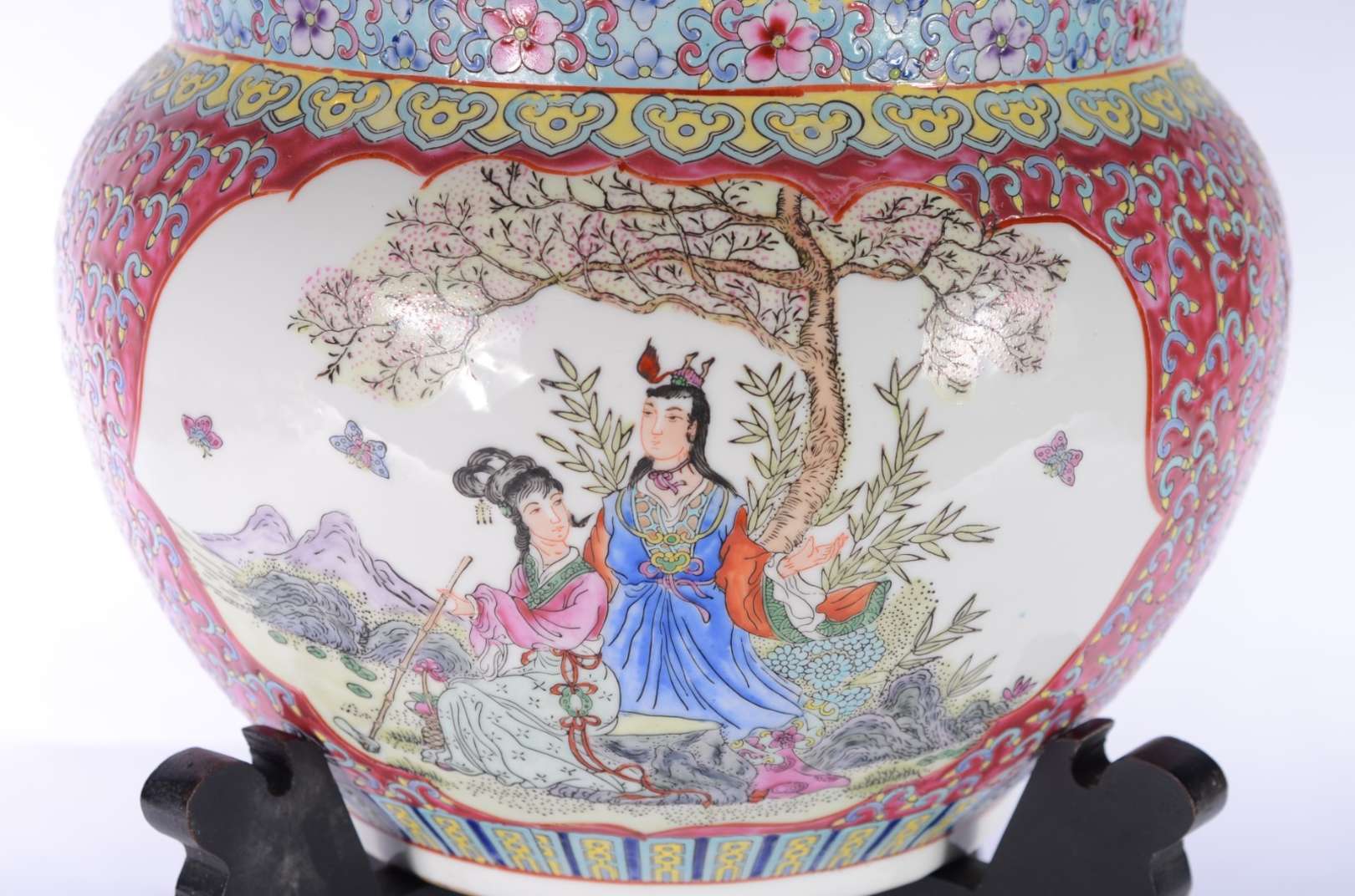 Cachepot de porcelana oriental decorado com cen... - Galeria Alphaville