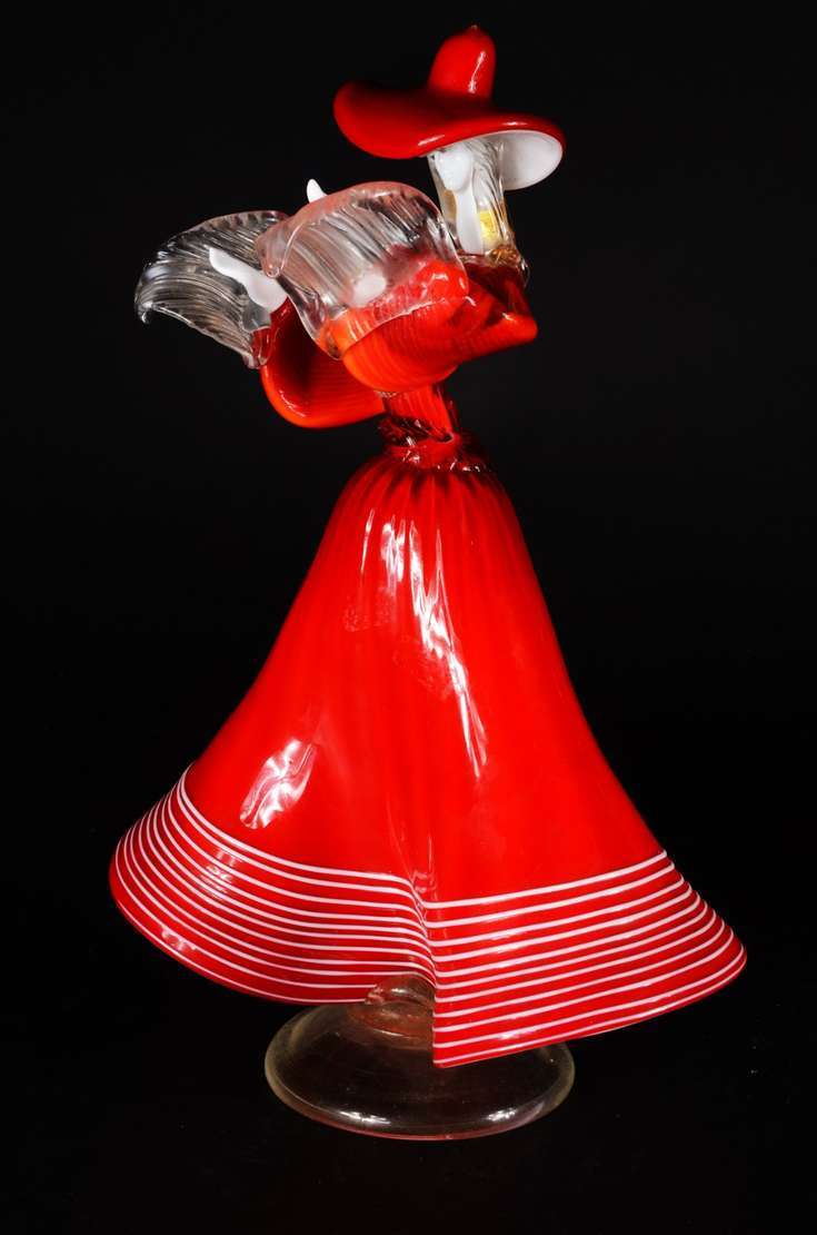 Escultura de murano italiano policromado repres... - Galeria Alphaville