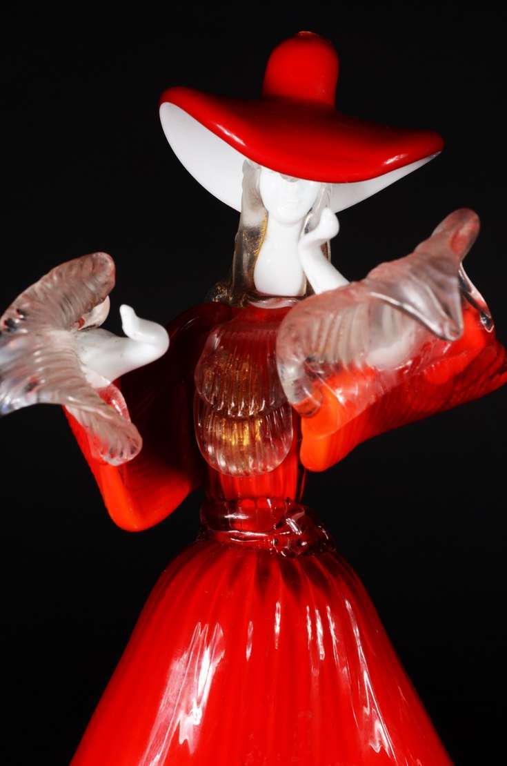 Escultura de murano italiano policromado repres... - Galeria Alphaville