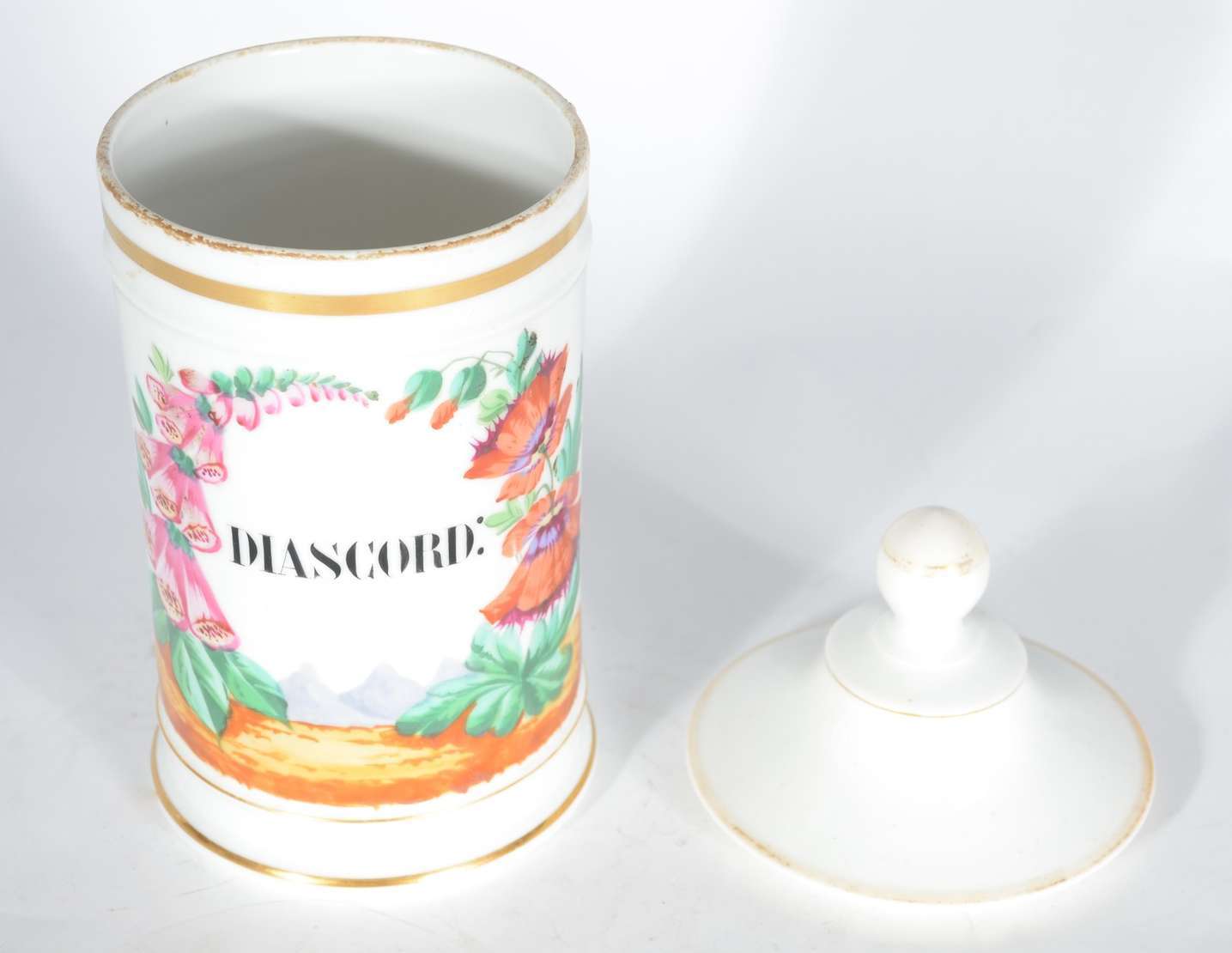 Pote de farmácia de porcelana francesa, inscriç... - Galeria Alphaville