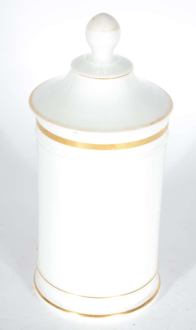 Pote de farmácia de porcelana francesa, inscriç... - Galeria Alphaville