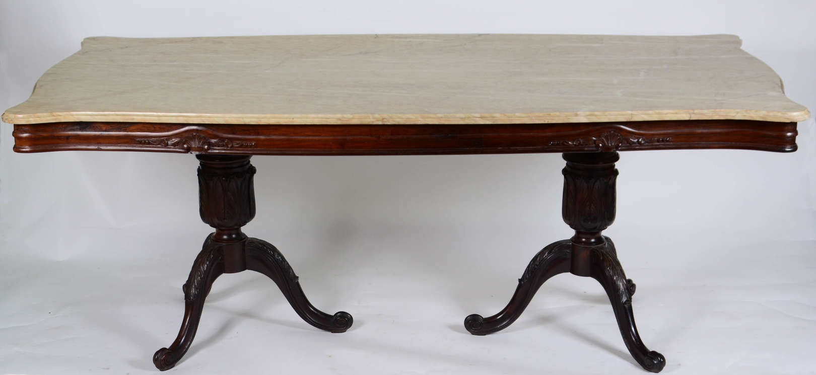 Mesa de jantar de jacarandá, base com dois bala... - Galeria Alphaville