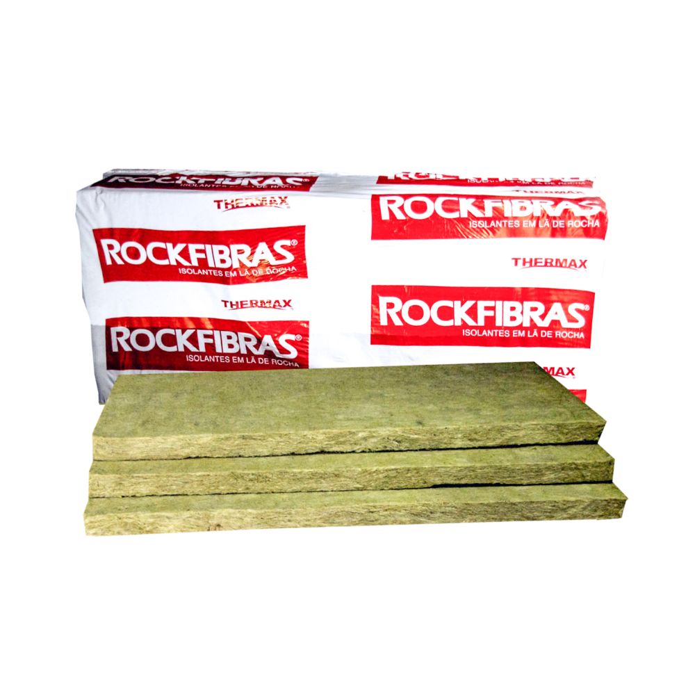 Placa Lã de Rocha Rockfibras 1200 x 600 x 51 mm - Densidade 64kg/m³ ...