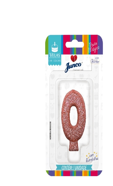 VELA JUNCO ANIVERSARIO LIVE C/GLITER ROSA BEBE N0 - Estrela Azul