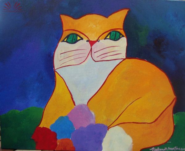 Gato amarelo com flores - Aldemir Martins - Catálogo das Artes ...