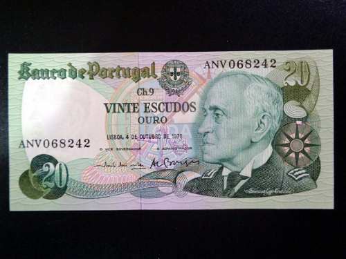 Cédula Nota 20 Escudos Ouro 1978 Portugal Fe Numismática L47 - Catálogo ...