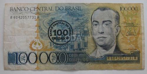 C179 - Bela Cédula 100 Cruzados 1986 Mbc - Catálogo das Artes ...