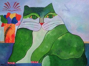 Gato com vaso de flor - Aldemir Martins - Catálogo das Artes | Catálogo ...