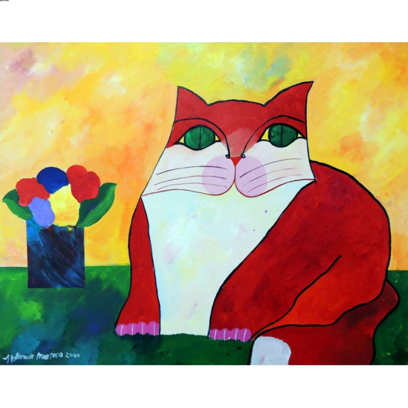 Gato Vermelho e Vaso com Flores - Aldemir Martins - Catálogo das Artes ...