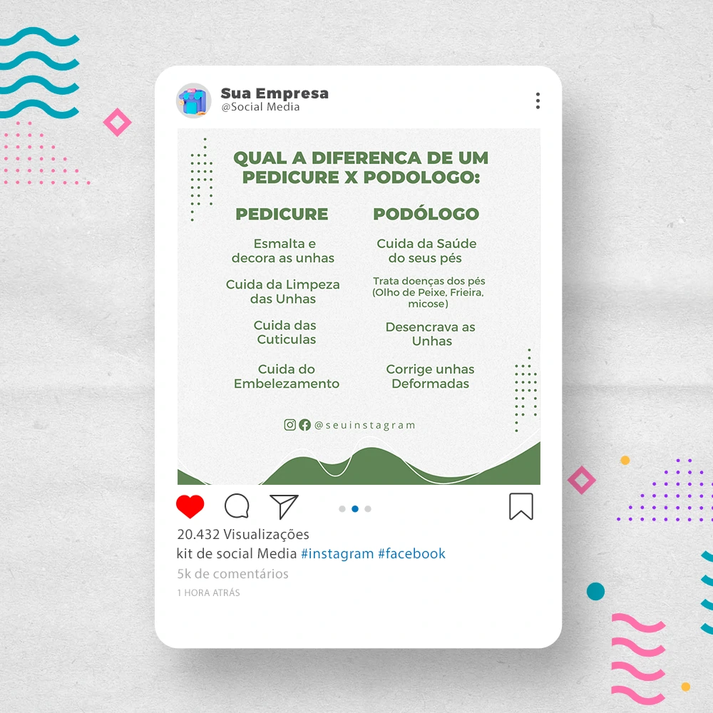 Kit de Social Media - Posts Prontos para Clínica de Podologia no Canva ...