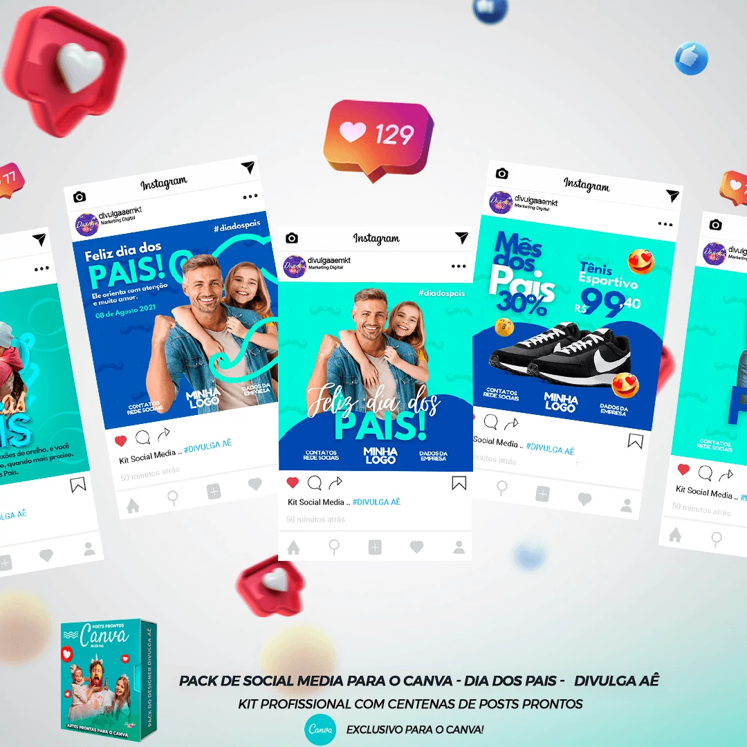 Kit de Posts Prontos para Datas Comemorativas - Dia dos Pais - Canva ...