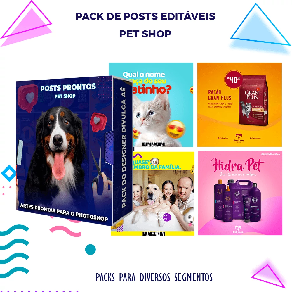 Pack de Posts Prontos - Pet Shop + Legendas Prontas - Divulga Aê