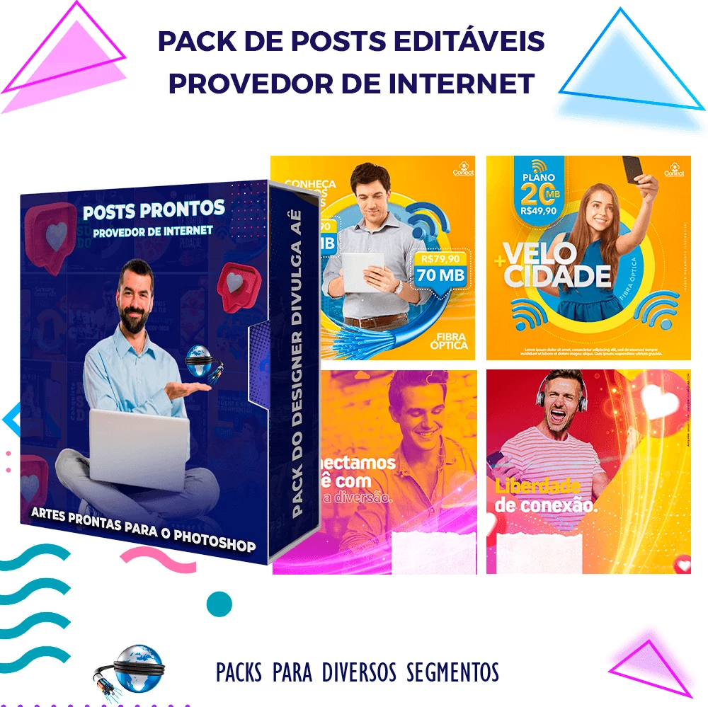 Pack de Posts Editáveis - Provedores e Revenda de Internet - Photoshop ...