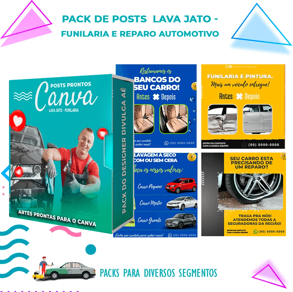 Pack de Posts Prontos com Legendas para Lava Jato - Funilaria e Reparo ...
