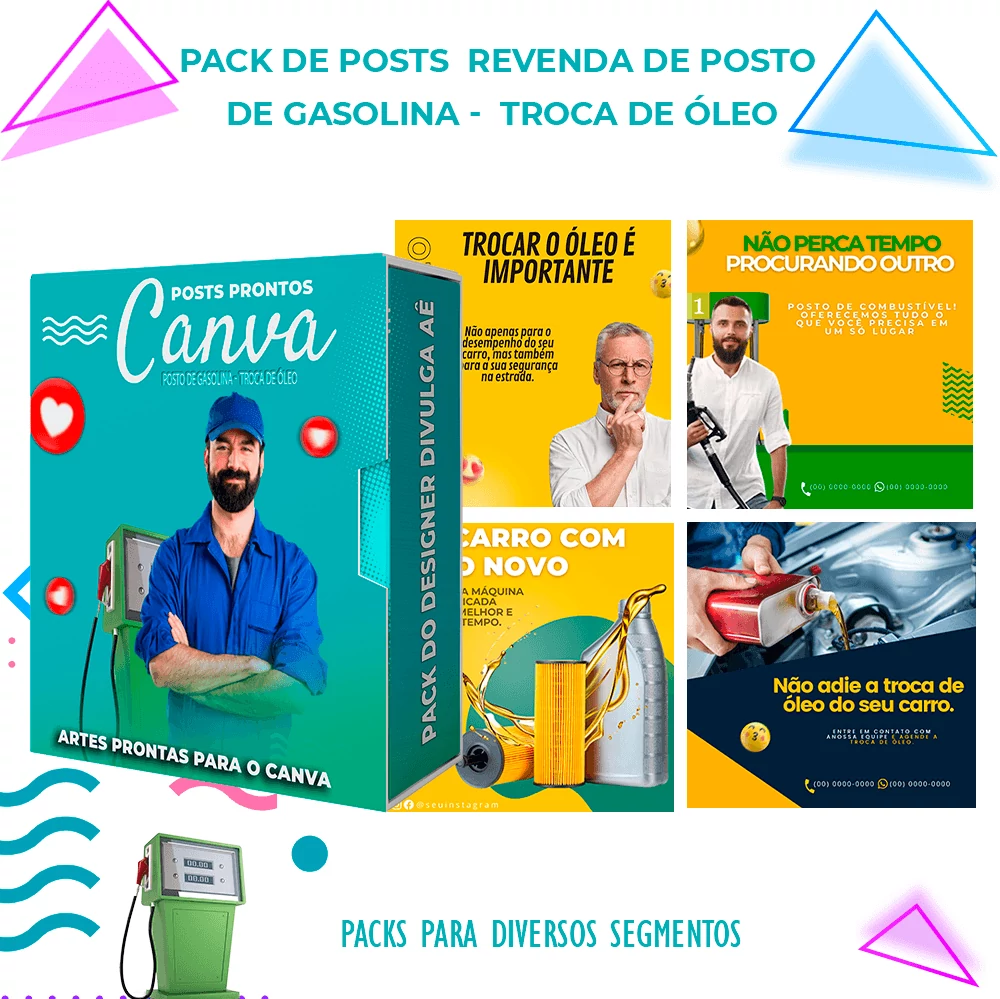 Mega Pack de Posts Prontos - Posto de Combustível - Troca de óleo ...