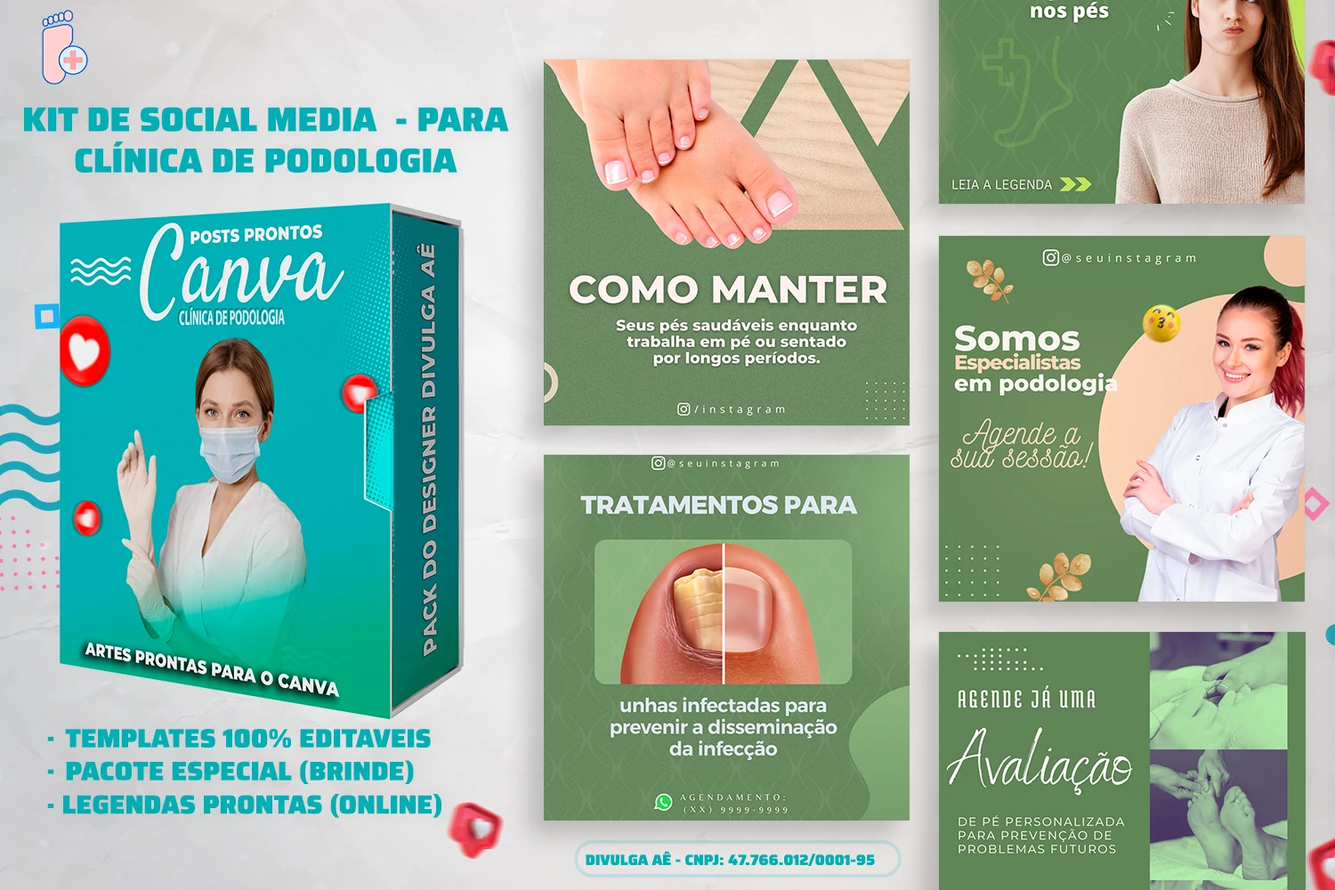 Pack de Posts Prontos com legendas para Clínica de Podologia - Podólogo ...