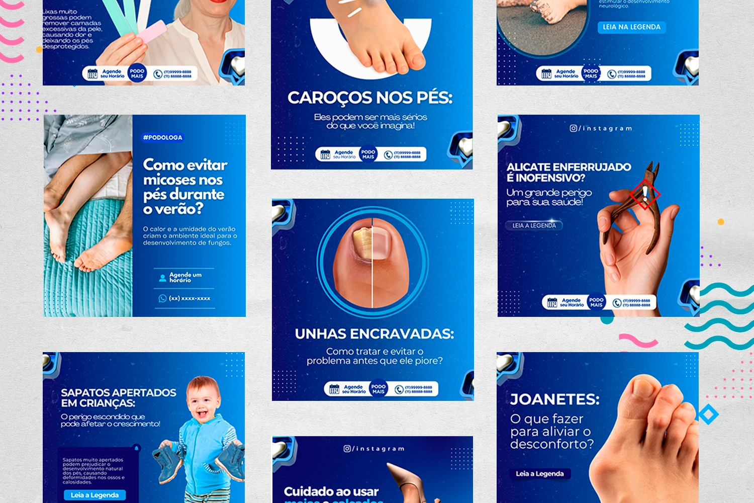 Pack de Posts Prontos com legendas para Clínica de Podologia - Podólogo ...