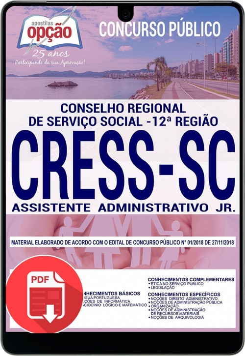 Apostila Concurso CRESS SC - ASSISTENTE ADMINISTRATIVO JR