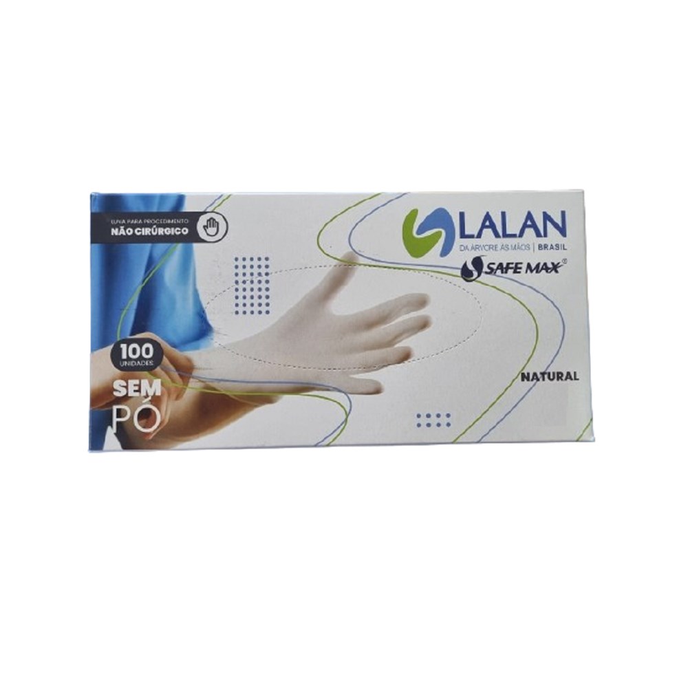 LUVA LÁTEX SEM PÓ LALAN SAFEMAX CX C/ 100 UND - Imedica