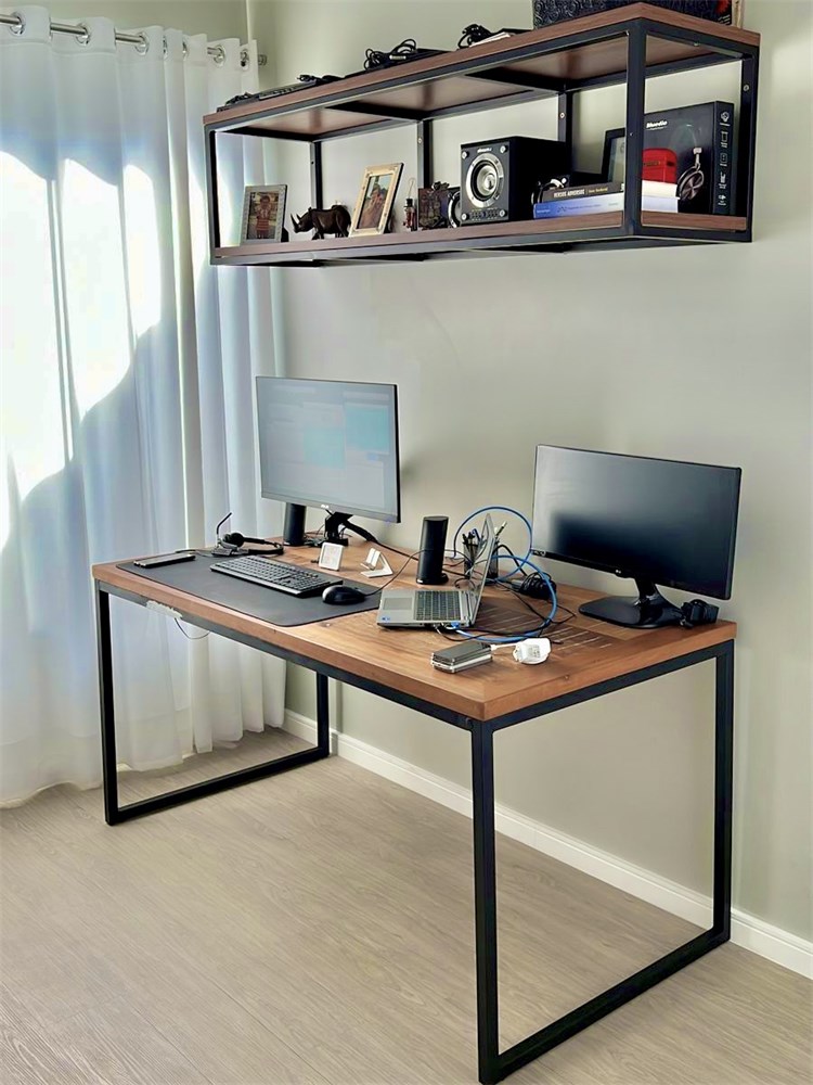 KIT HOME OFFICE L 160cm x A 80cm x P 90cm ESTILO INDUSTRIAL TAMPO MDF ...