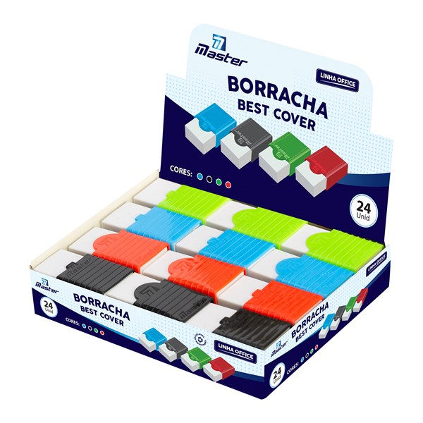 BORRACHA BRANCA PLASTICA C/CAPA COLOR.MASTER UNID. - MATERIAL ESCOLAR