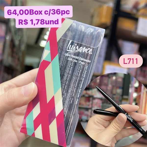 Luisance - Lápis Delineador para Olhos Retrátil Preto L711 ( 36 Unidades ) - lucky lady maquiagens