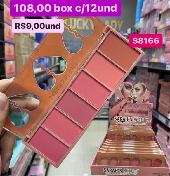 S8166 PALETA DE BLUSH SARAH BOX/12UND - lucky lady maquiagens