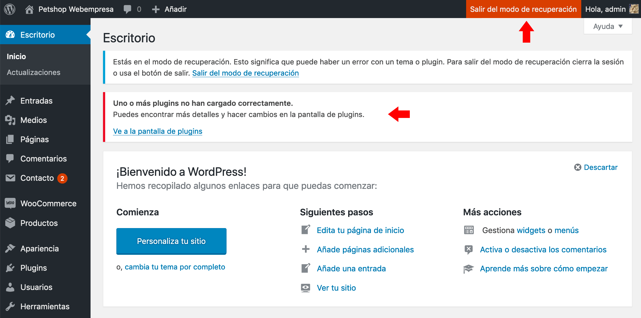 Cómo usar el Modo de Recuperación de WordPress - DecodeCMS