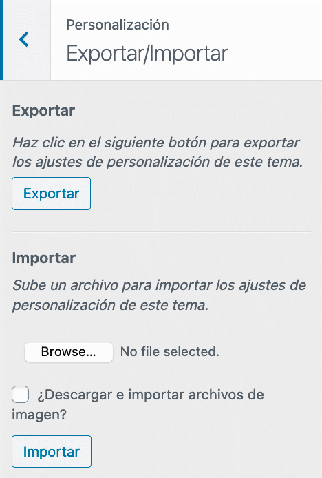 Exportar / importar la configuración del personalizador de temas en WordPress - DecodeCMS