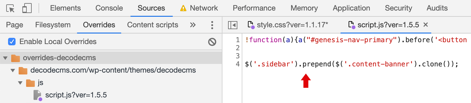 Overrides del navegador para modificar un tema de WordPress - DecodeCMS
