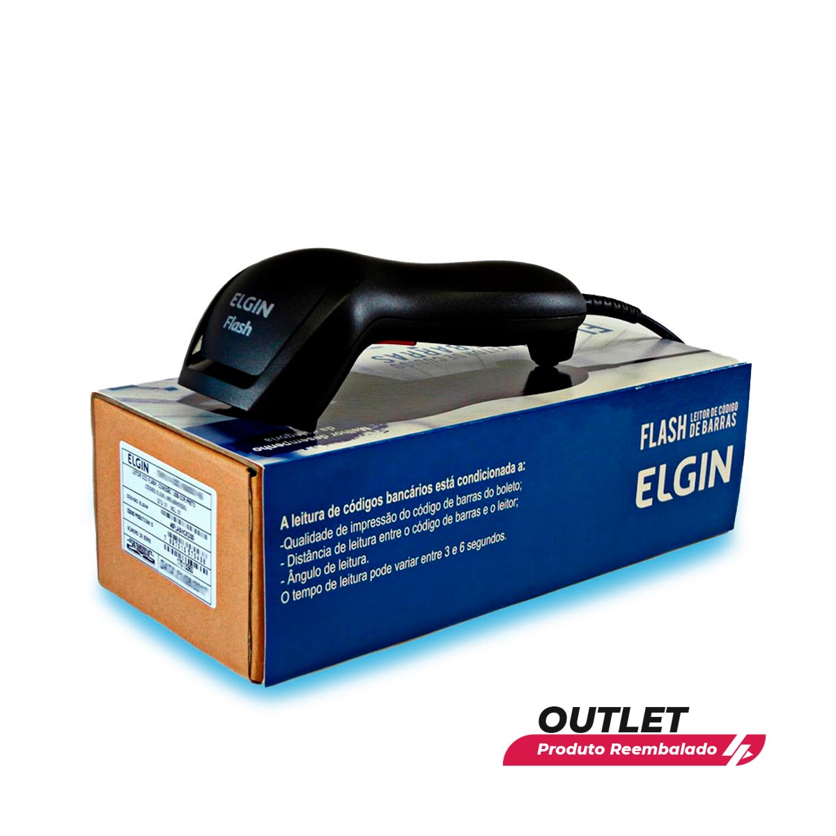 Leitor de Código de Barras Elgin Flash CCD USB Outlet