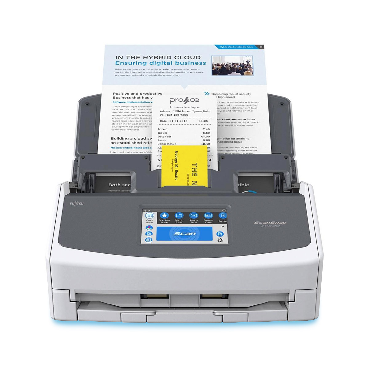 Scanner Fujitsu Scansnap A4 Duplex 40ppm IX1600 Color Wifi