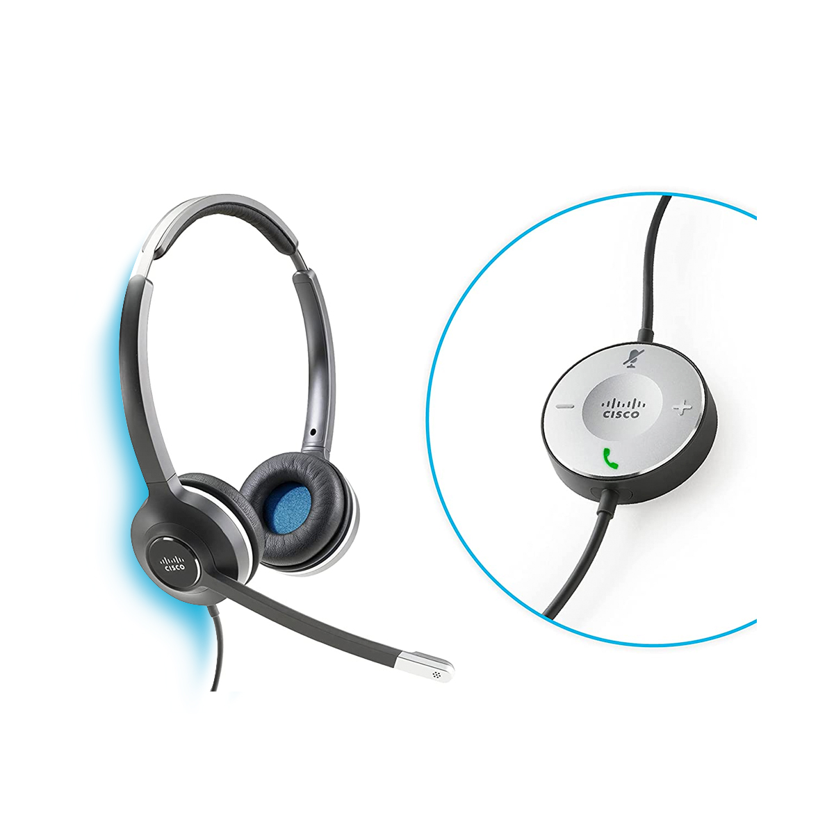 Fone de Ouvido Cisco Headset CP-HS-W-532 com fio duplo conector 3,5 mm USB-A