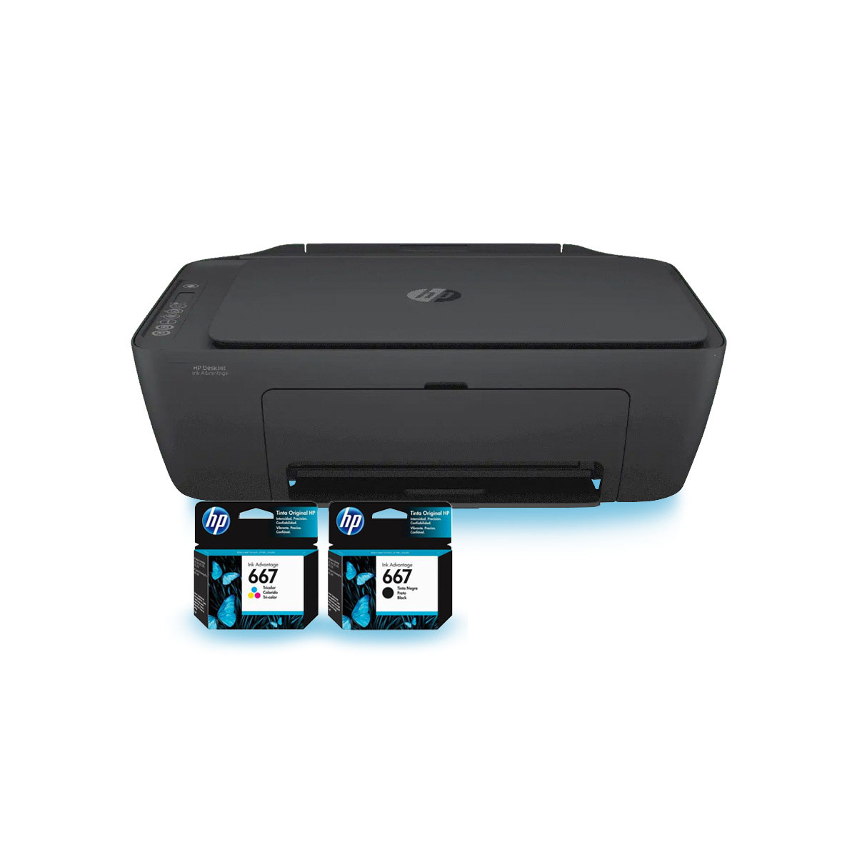 Impressora HP Multifuncional 2774 + Kit de tintas HP 667