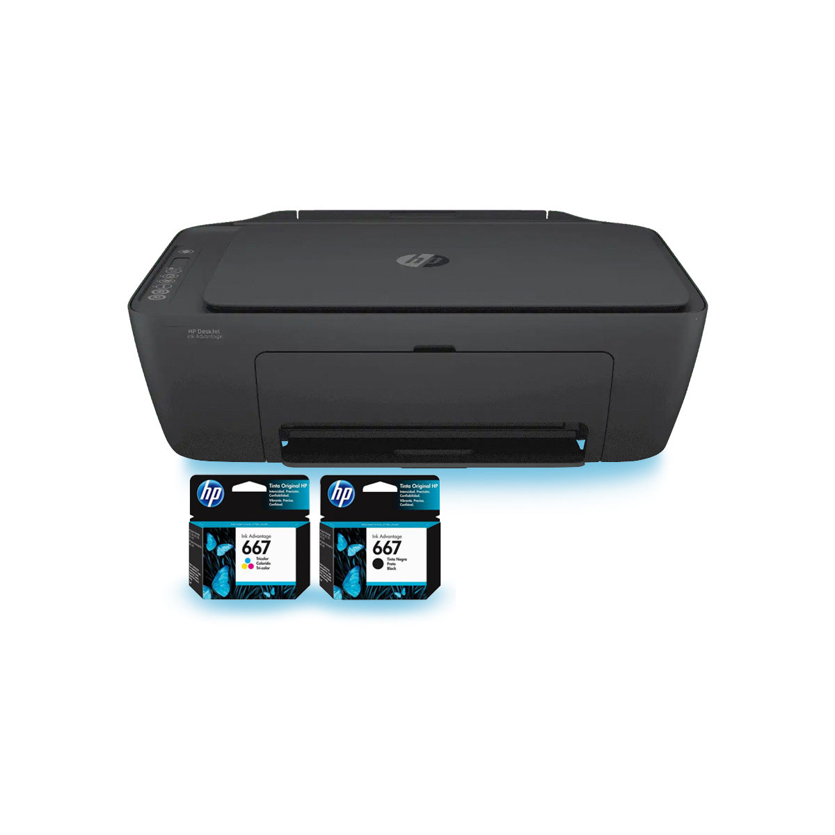 Impressora HP Multifuncional 2774 + Kit de tintas HP 667
