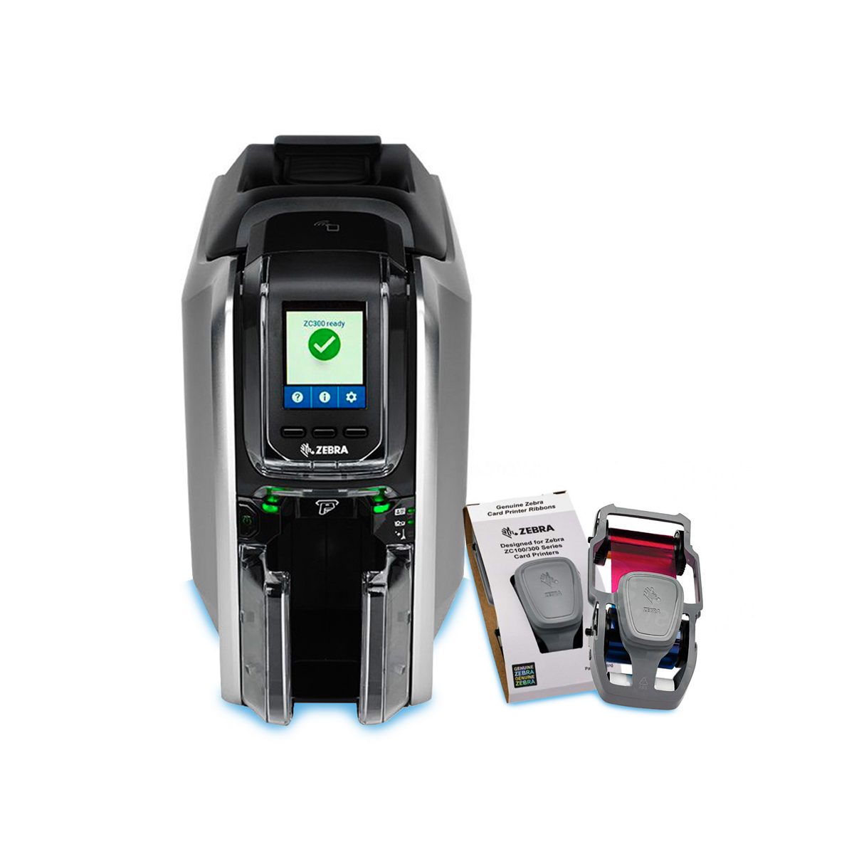 Kit Zebra Ribbon Color 58x99 + Impressora ZC300 USB Ethernet