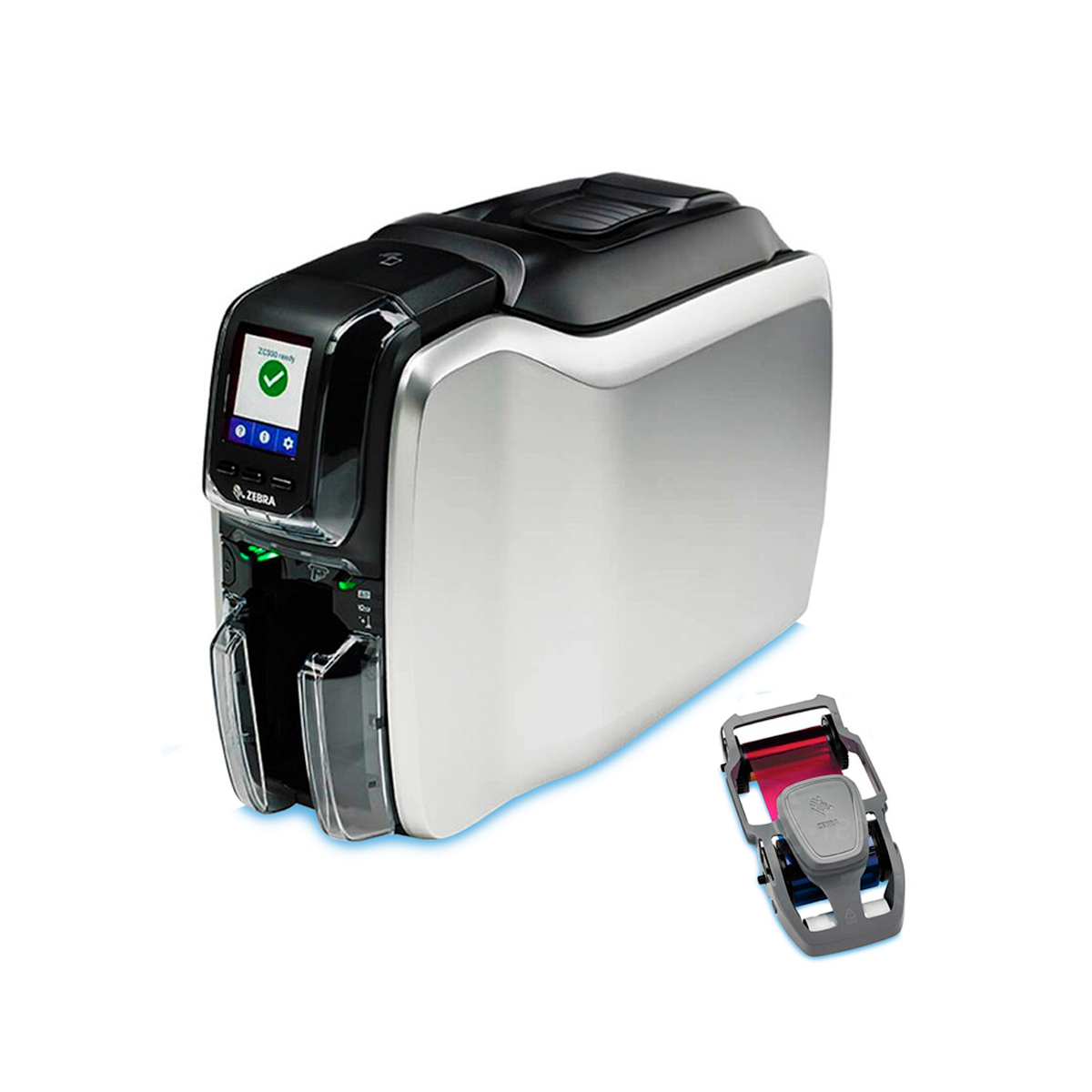 Kit Zebra Ribbon YMCKO 800300-252BR + Impressora ZC300 Eth