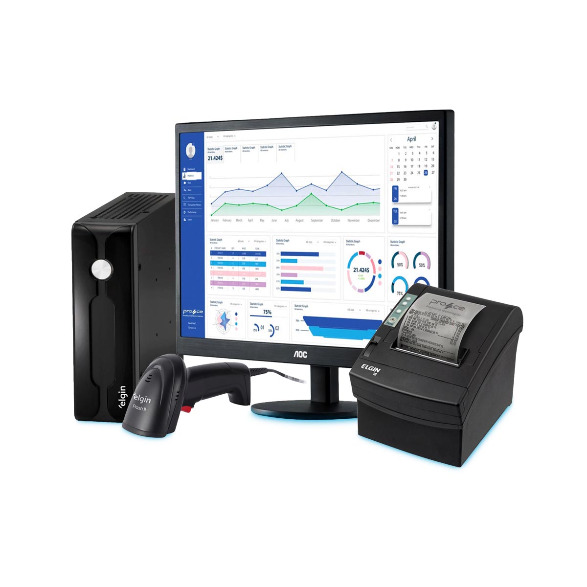 Kit PDV Completo Elgin - Computador, impressora i8 e Leitor Flash
