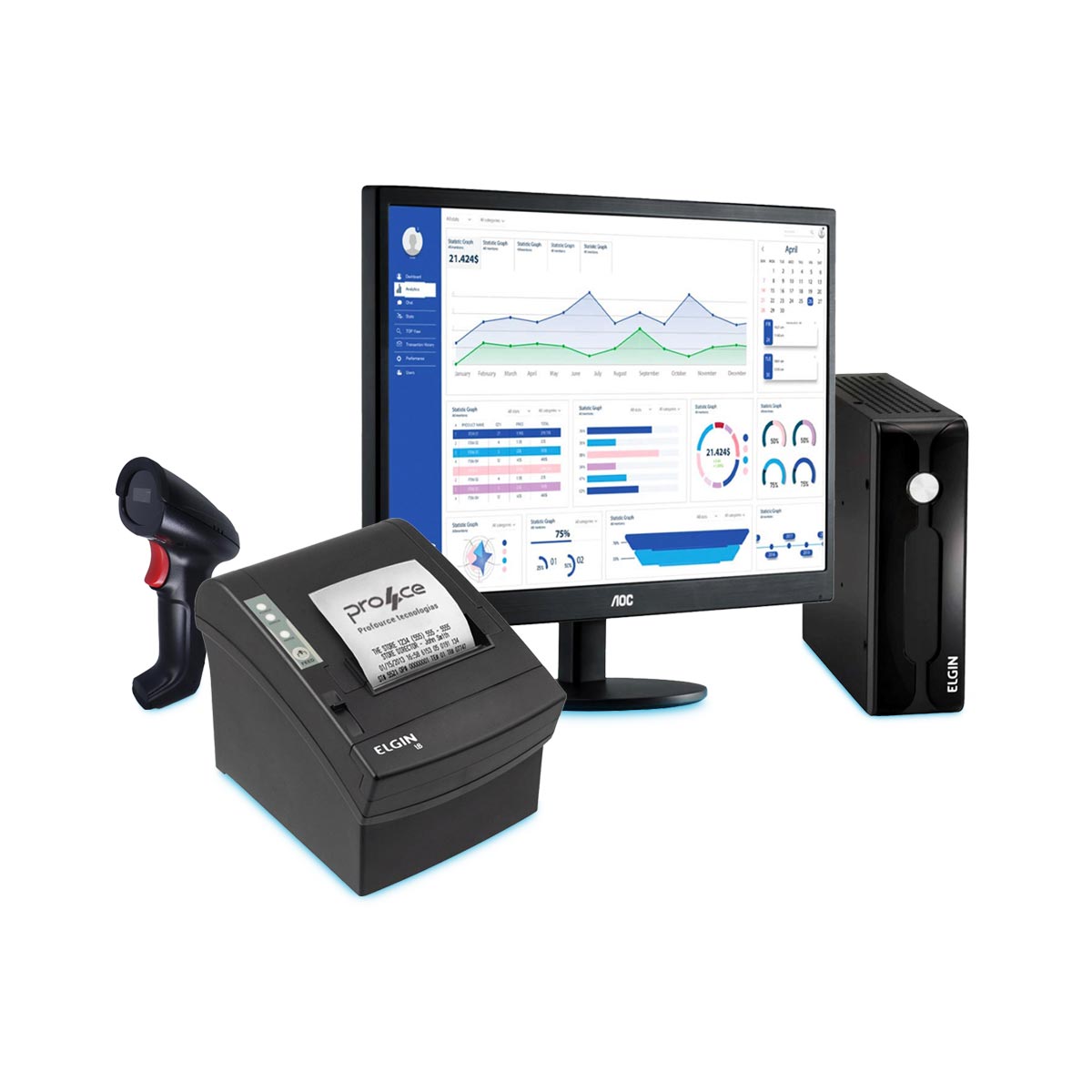 Kit PDV Completo Elgin - Computador, impressora i8 e Leitor Flash