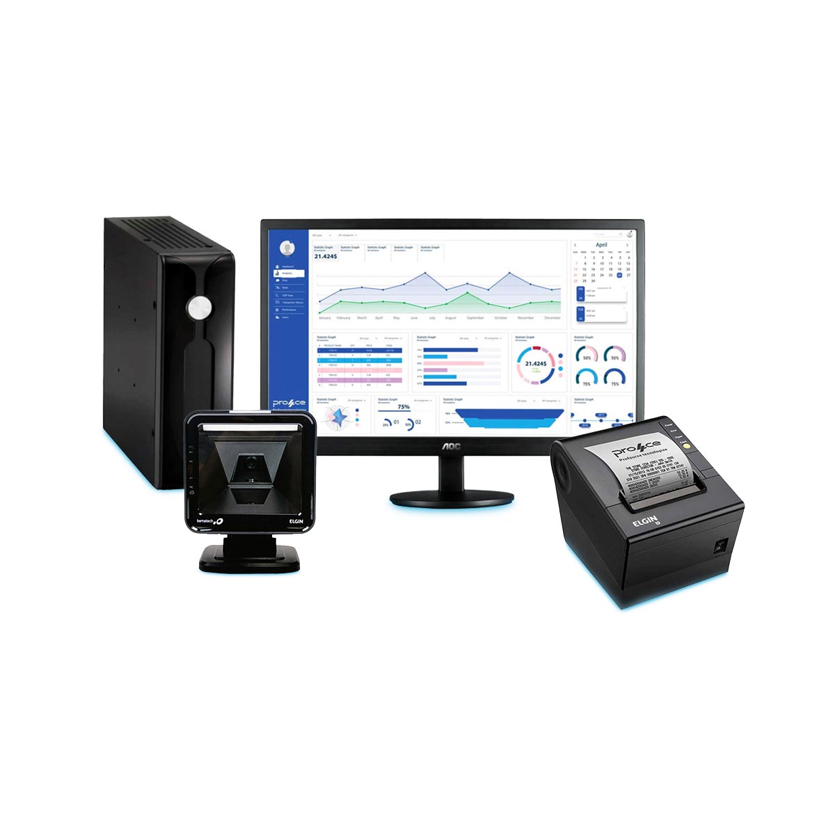 Kit PDV Elgin - Computador, impressora i9 e Leitor El8600