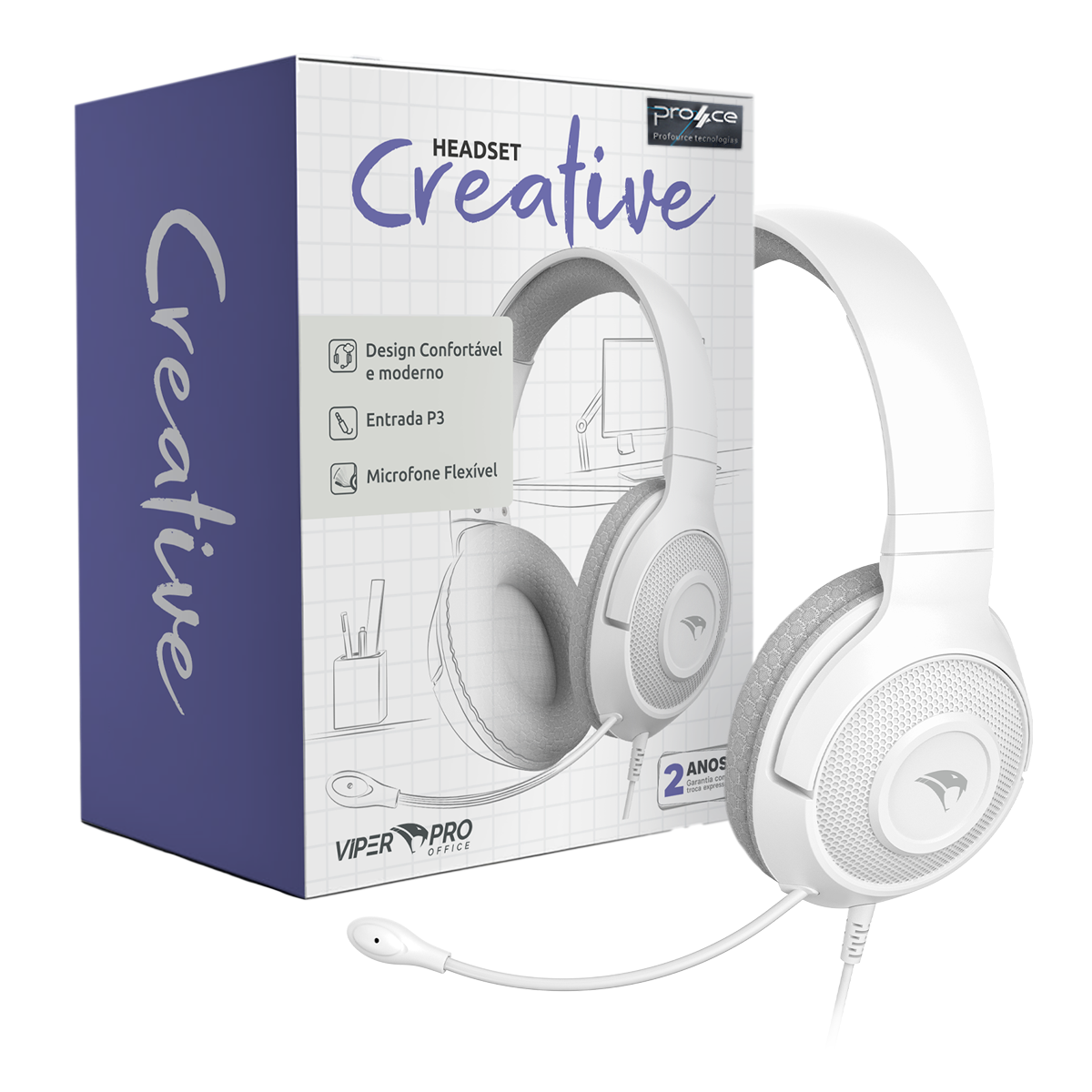Headset Viper Pro Creative Branco | Loja Pro4ce