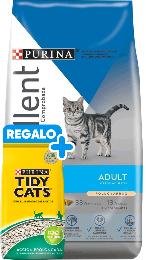 Purina Excellent Adult Cat Chicken & Rice 3 kgs - MisPichos.com
