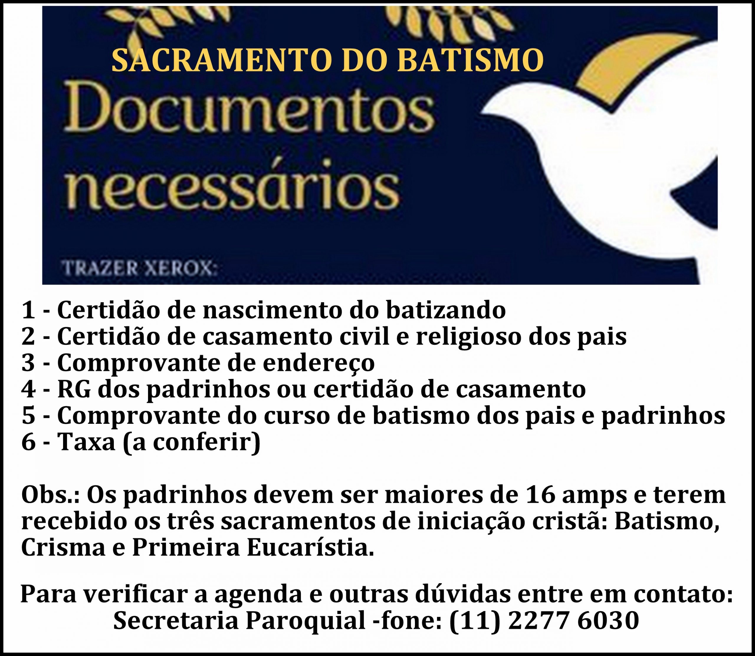 Pastoral do Batismo/Catequese | Paróquia São José | Bragança