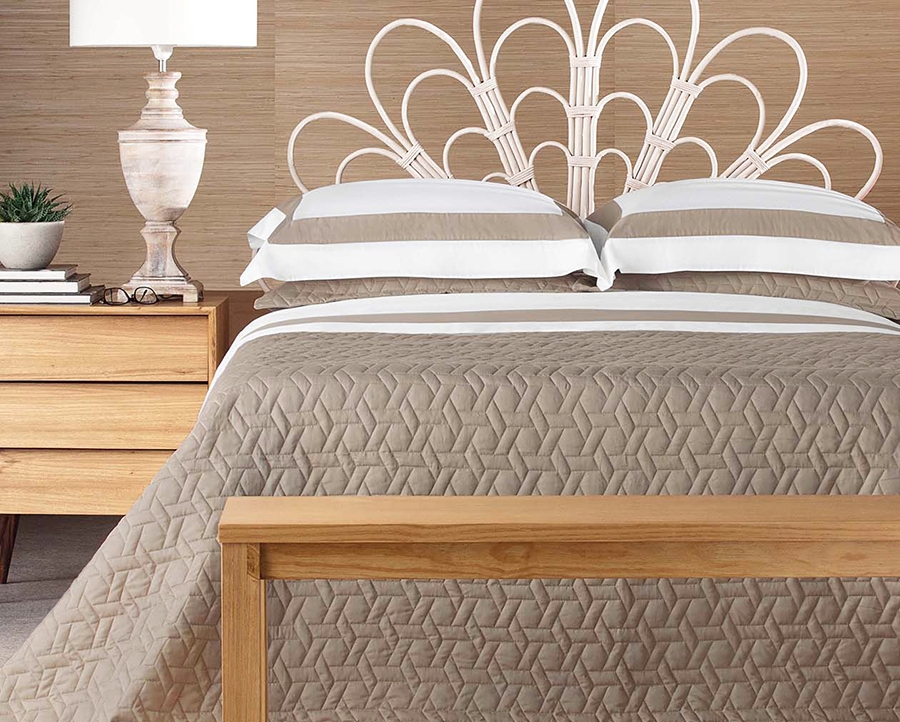 Jogo de Cama Andreza Luxury Queen - Percal 400 Fios - Branco / Kaki ...
