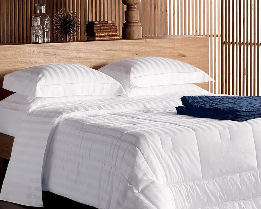 Jogo de Cama Andreza Stripe King - Percal 260 Fios - Branco - Camicado