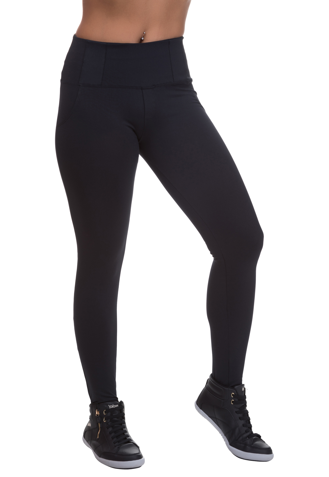 Calça legging Feminina Miss Blessed Premium Poliamida Preto Preto