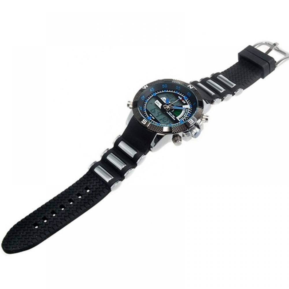 Relógio Masculino Weide AnaDigi Esporte WH-1104 - Preto, Prata e Azul Preto