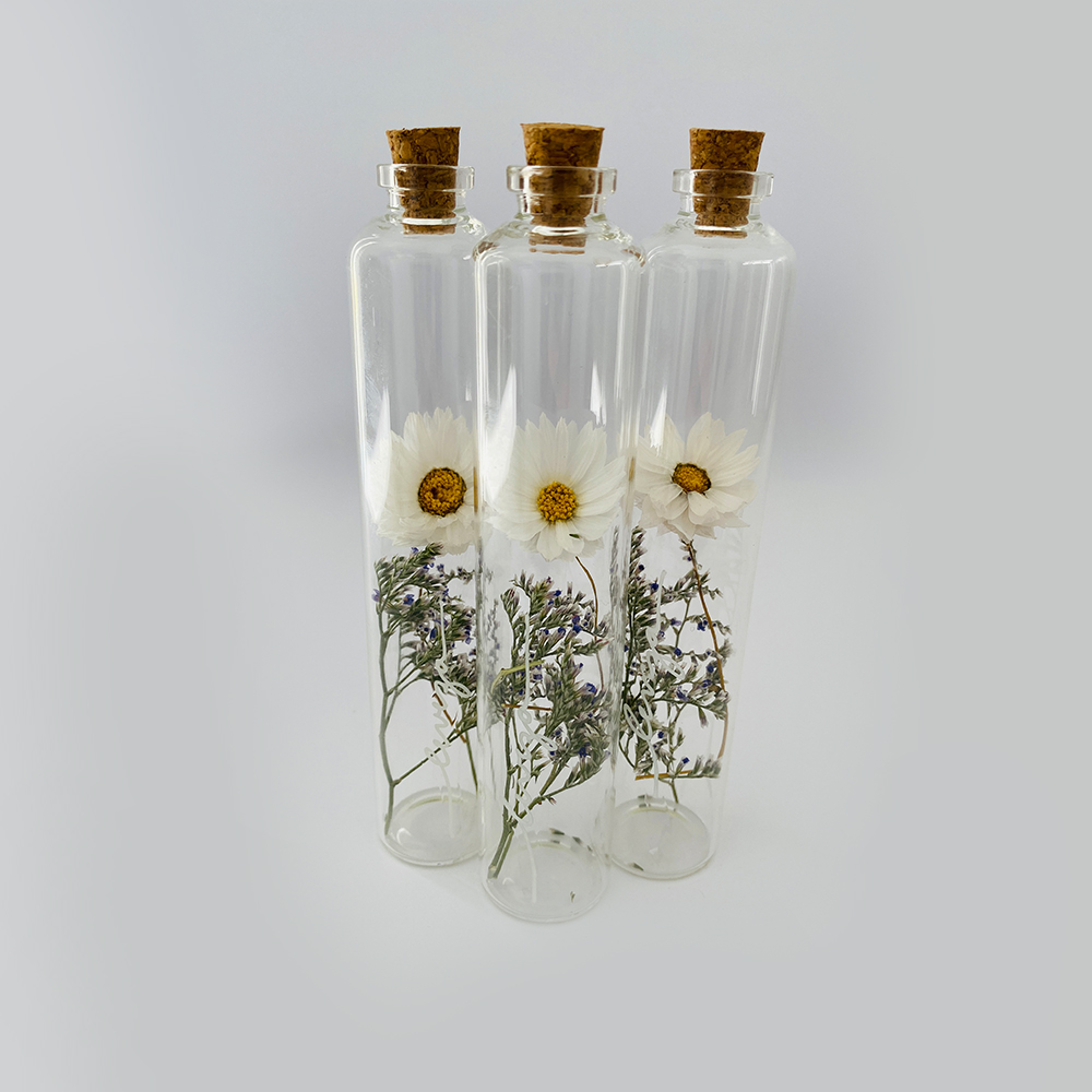 Mini Garrafa Leveza com margarida e flores secas naturais - Camicado